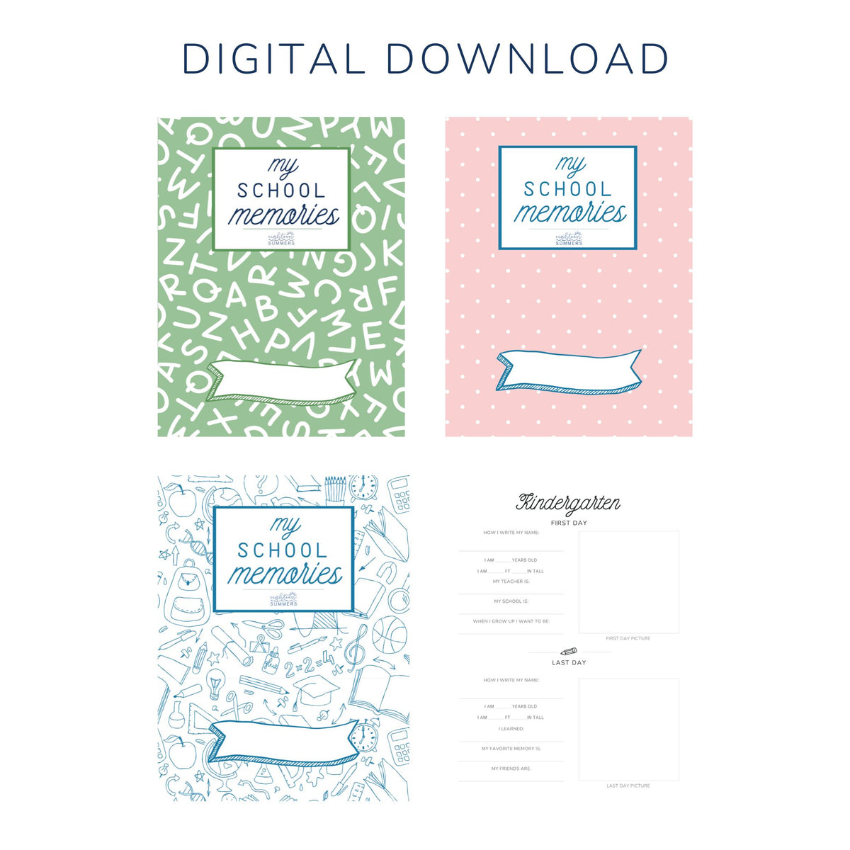 School Memory Journal- Printable Digital Download – Eighteen Summers